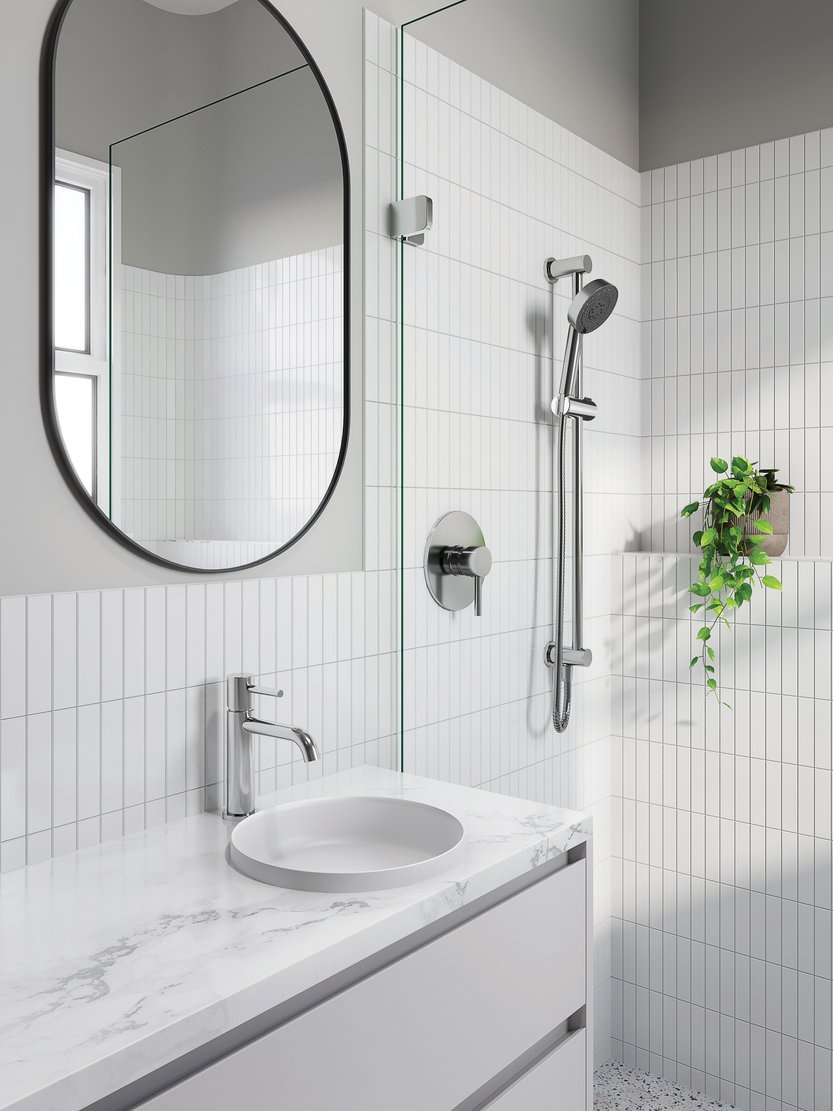 Pressure-balanced shower faucet with sliding hand shower (COPPER) - O15 ...