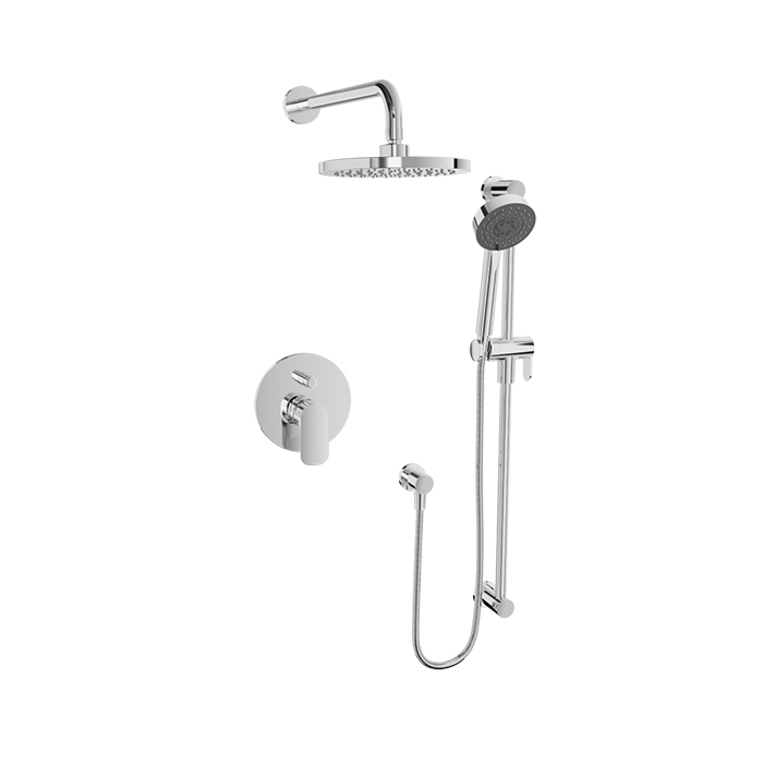 Pressure-balanced shower faucet with rain shower head and sliding hand ...